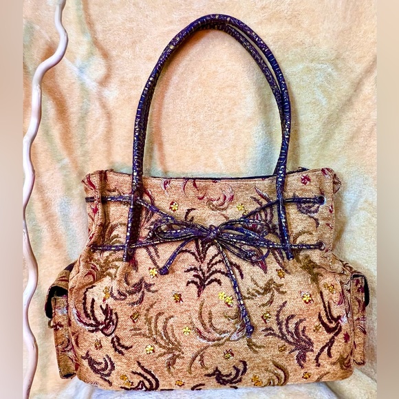 Bags | Mellow World Large Fabric Beaded Shoulder Handbag | Poshmark